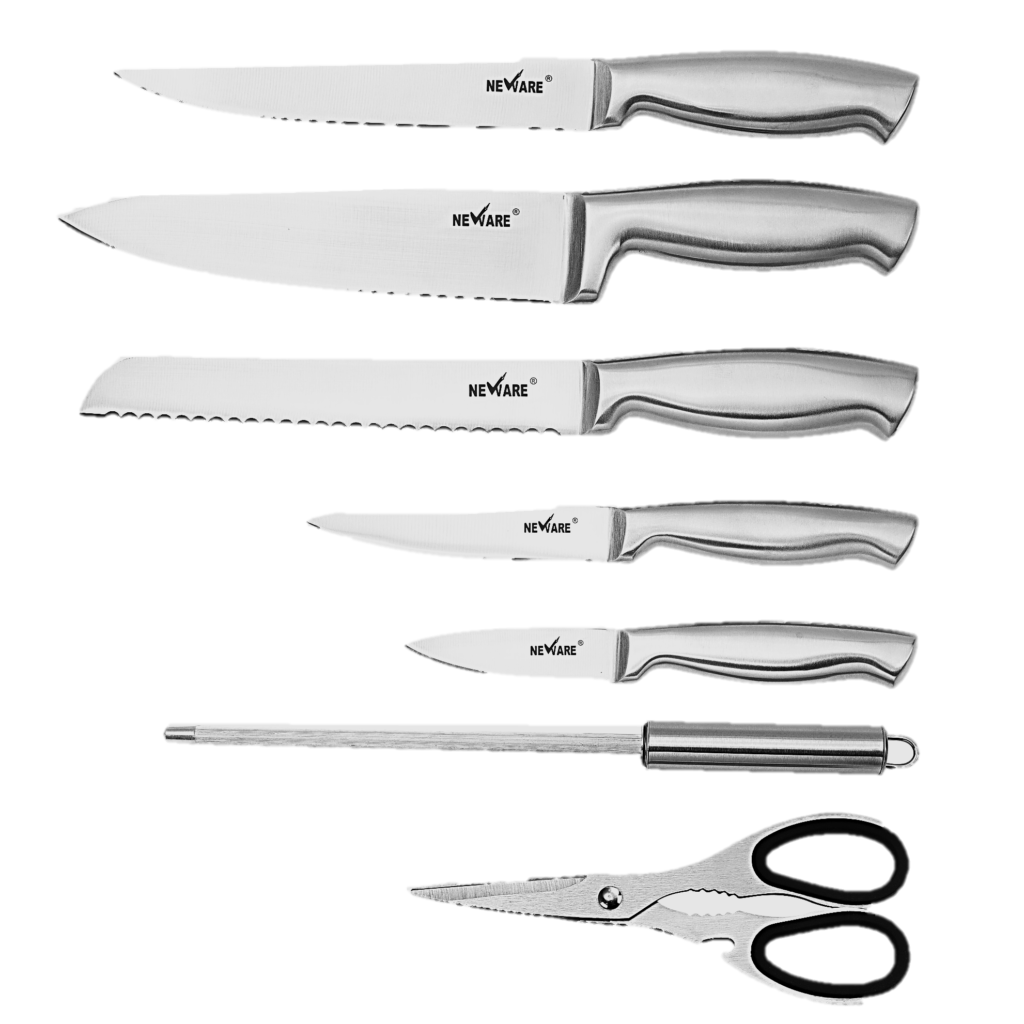 Stainless Steel 8 piece knife set with storage knife base – Neware ...